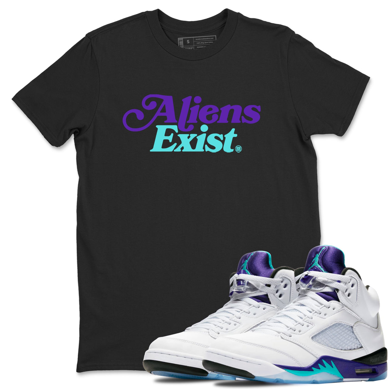 Alien Exist SNRT Sneaker Tees - Air Jordan 5 Grape | SNRT Sneaker T-shirts