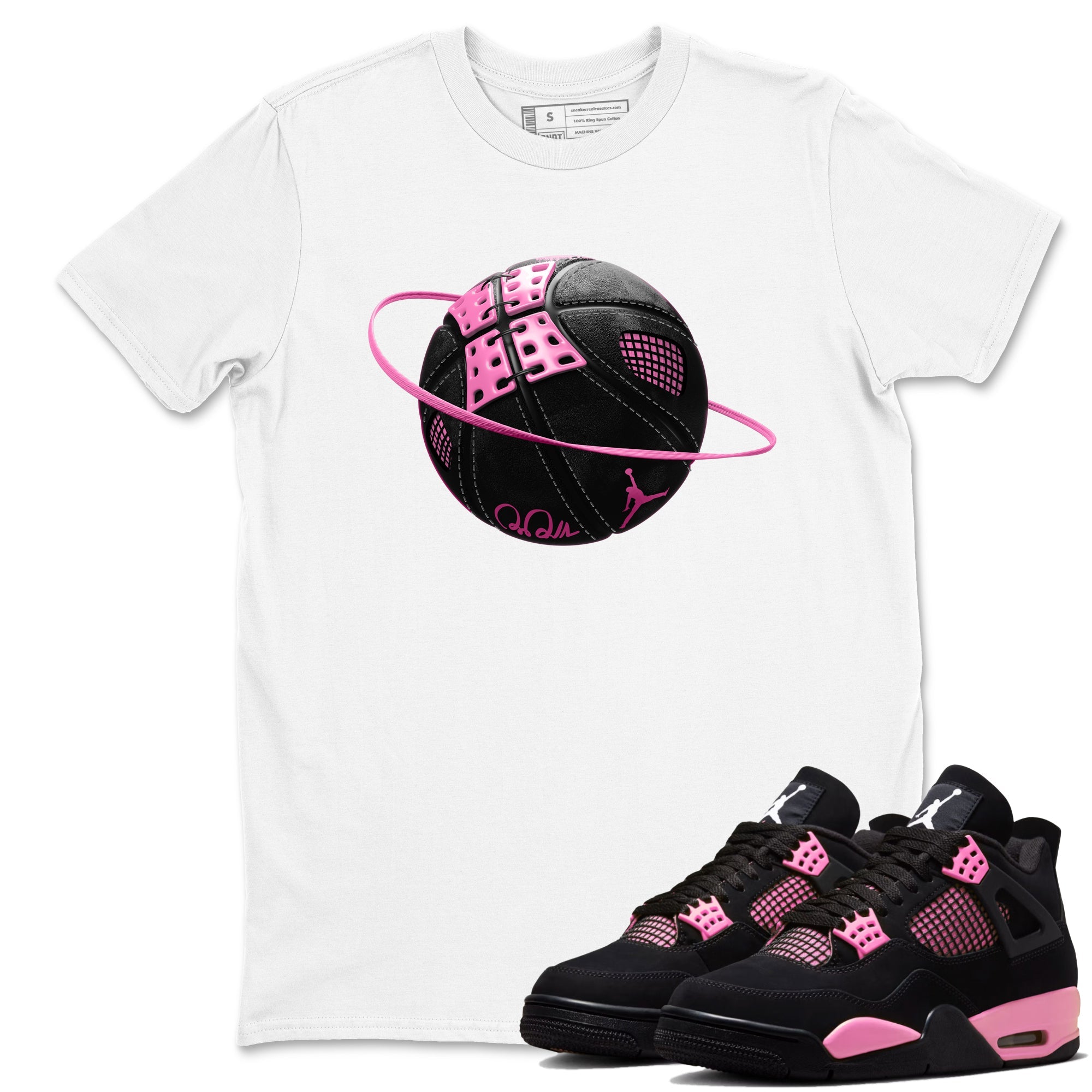 Air Jordan 4 Pink Thunder | Basketball Planet Graphic Tee for ...