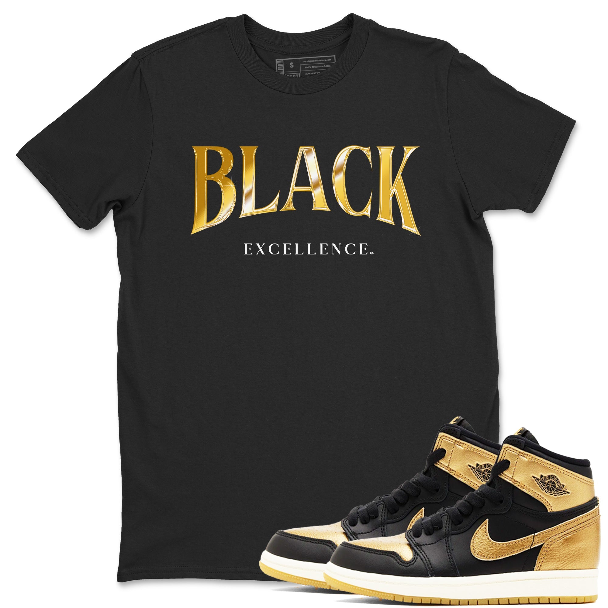 Air Jordan 1 Black Metallic Gold | Black Excellence Unisex Shirt | SNRT ...
