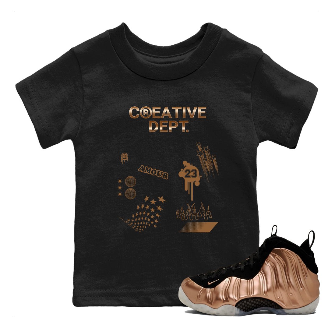 Air Foamposite One Metallic Copper | Creative Dept Baby Shirts | SNRT ...