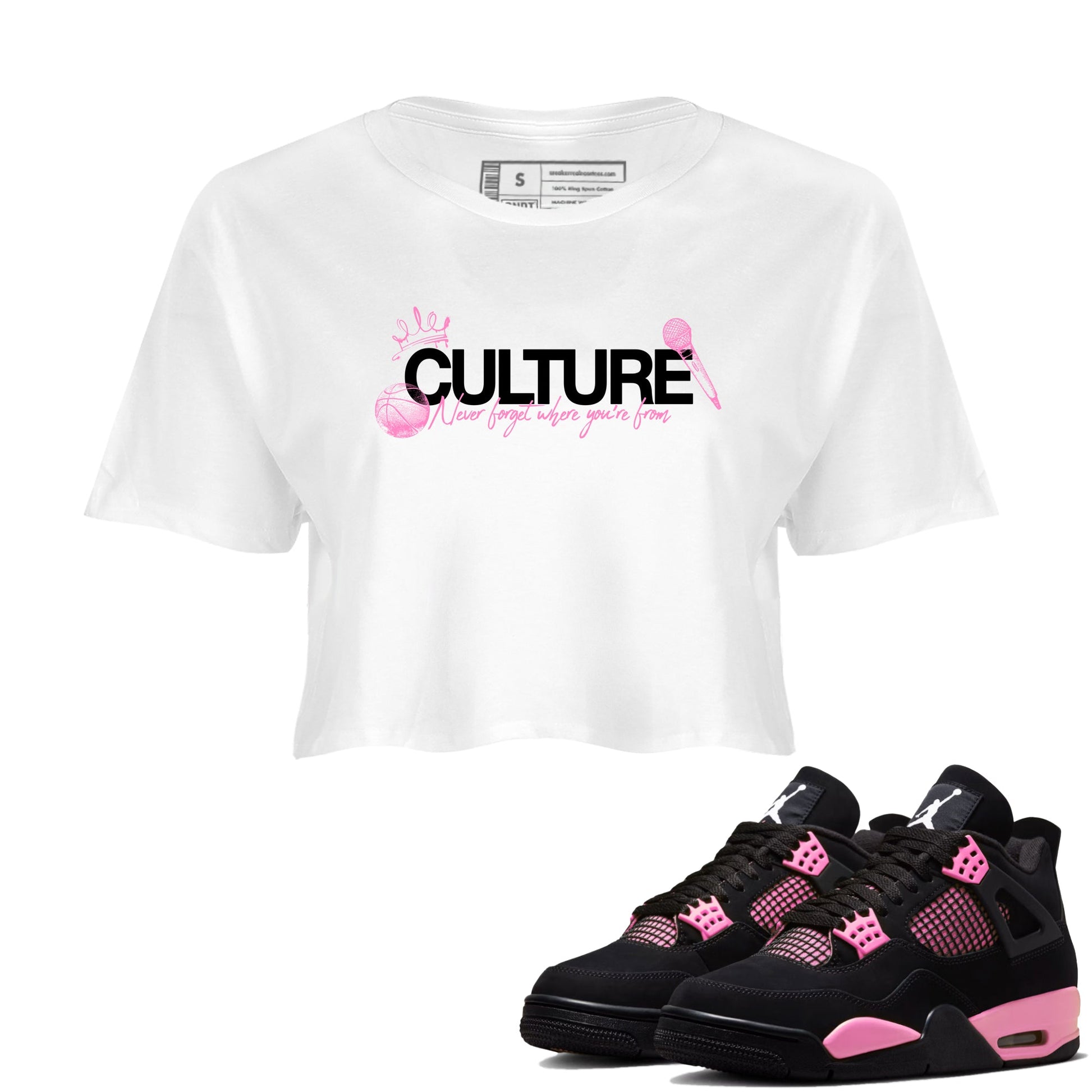 Air Jordan 4 Pink Thunder | Culture Crop Tee for Sneakerheads - SNRT ...