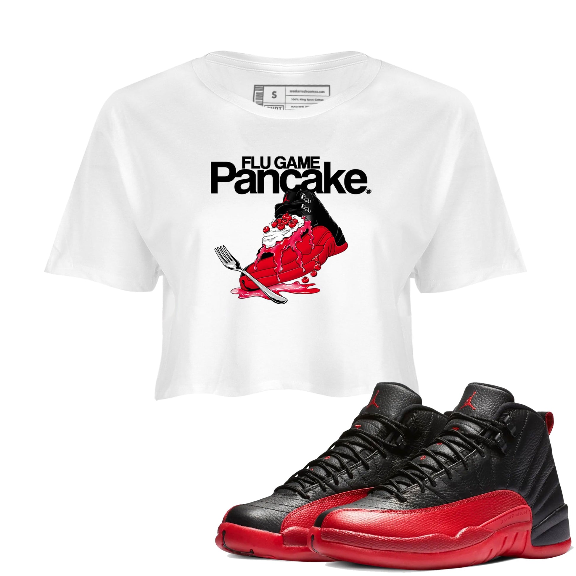 Air Jordan 12 Flu Game | Flu Game Pancake Crop Tee | SNRT Sneaker Tees ...
