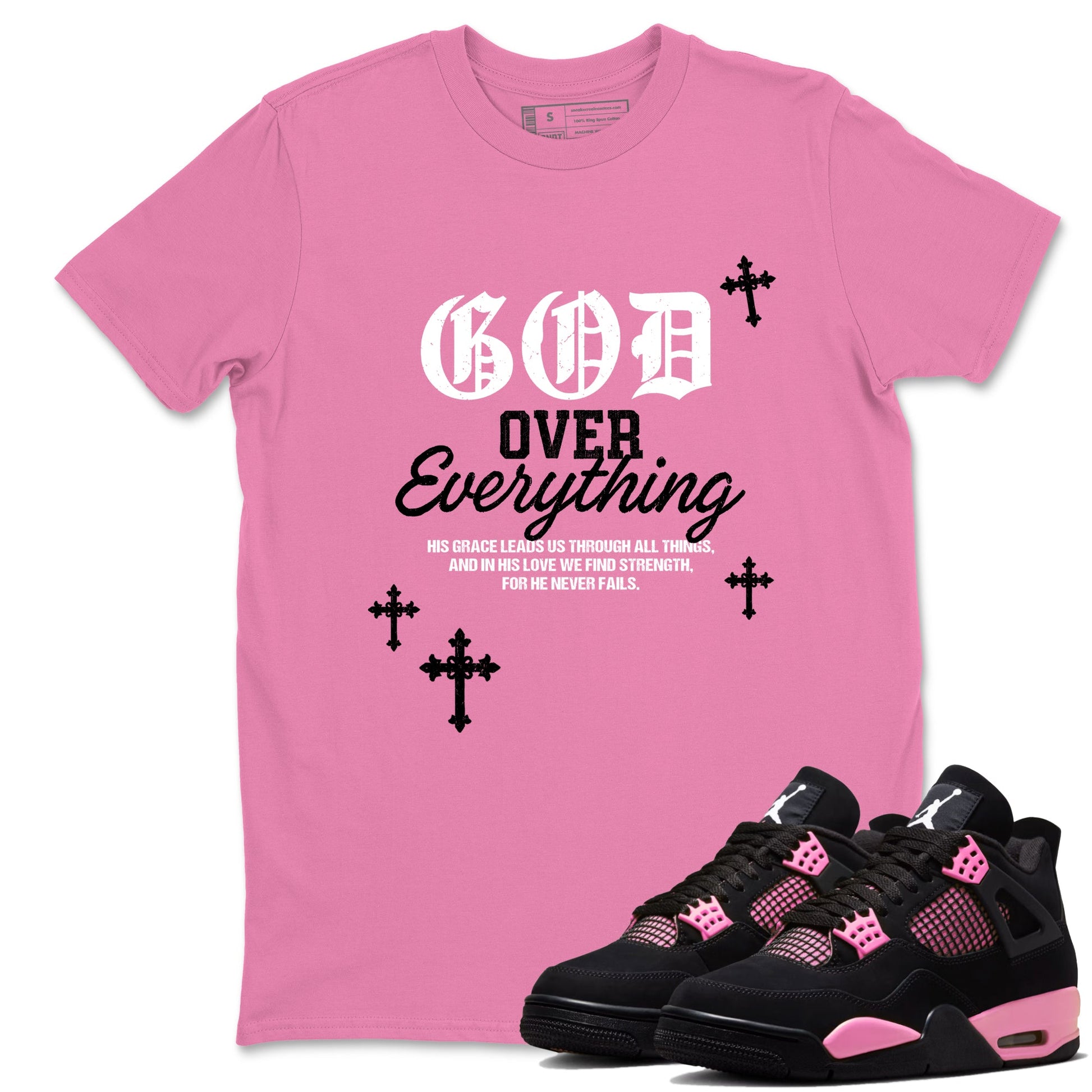 Air Jordan 4 Pink Thunder | God Over Everything Graphic Tee for ...