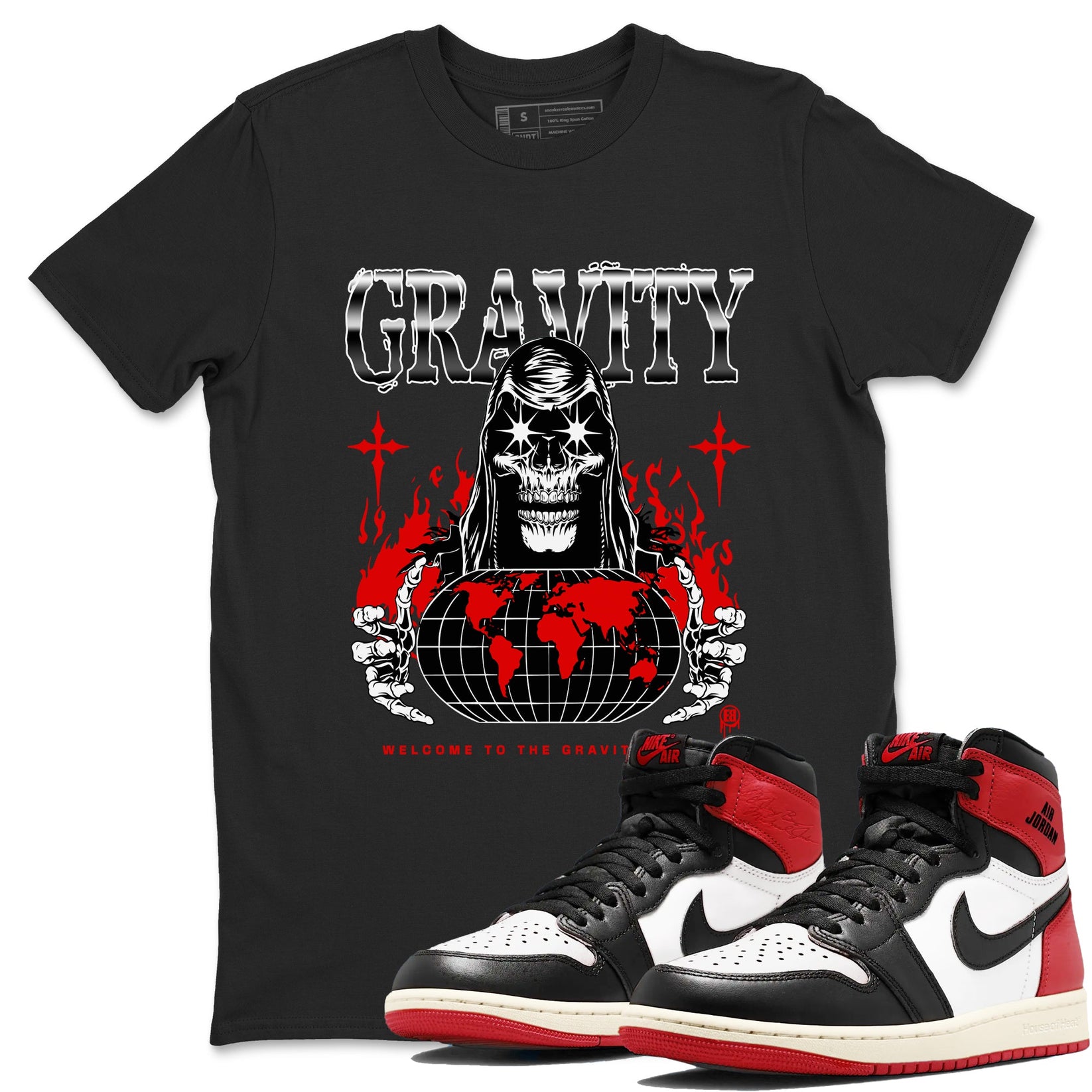 Gravity SNRT Sneaker Tees - Air Jordan 1 Black Toe Reimagined | SNRT Sneaker T-shirts