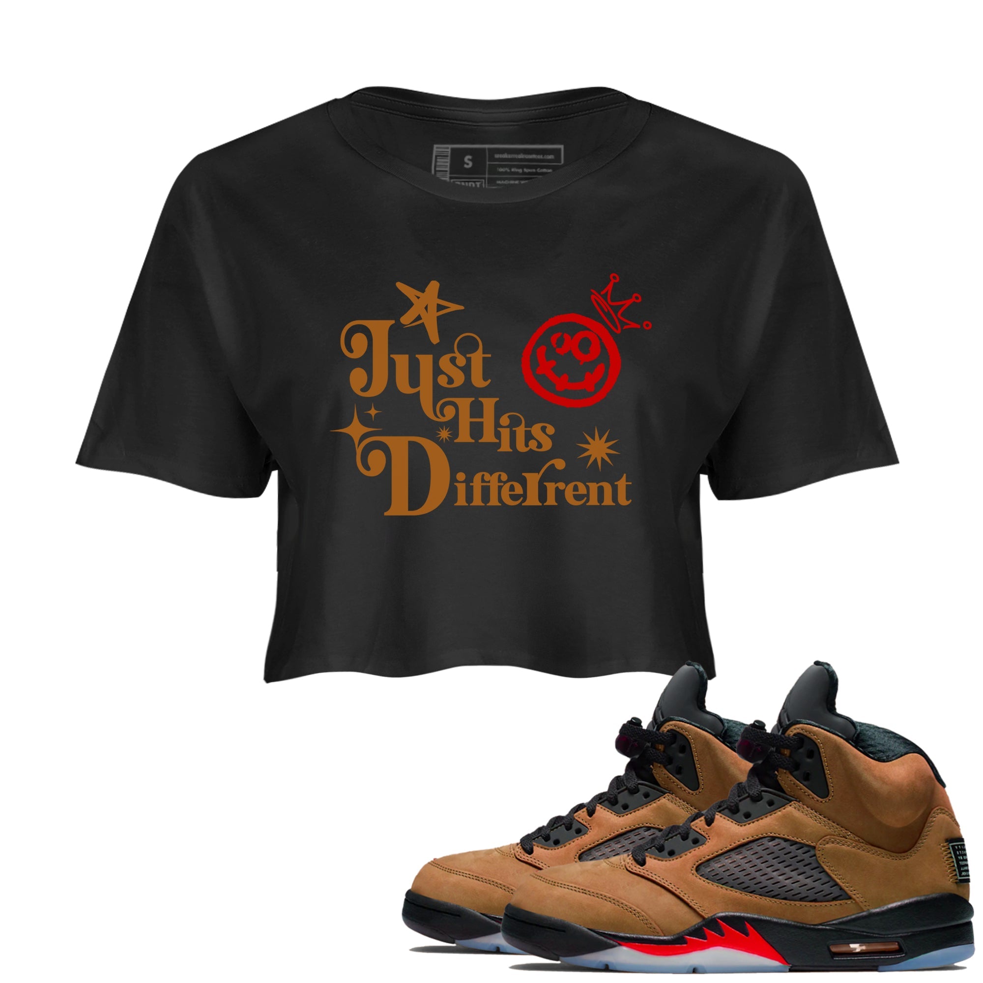 Air Jordan 5 Archaeo Brown | Just Hits Different Crop Tee | SNRT ...