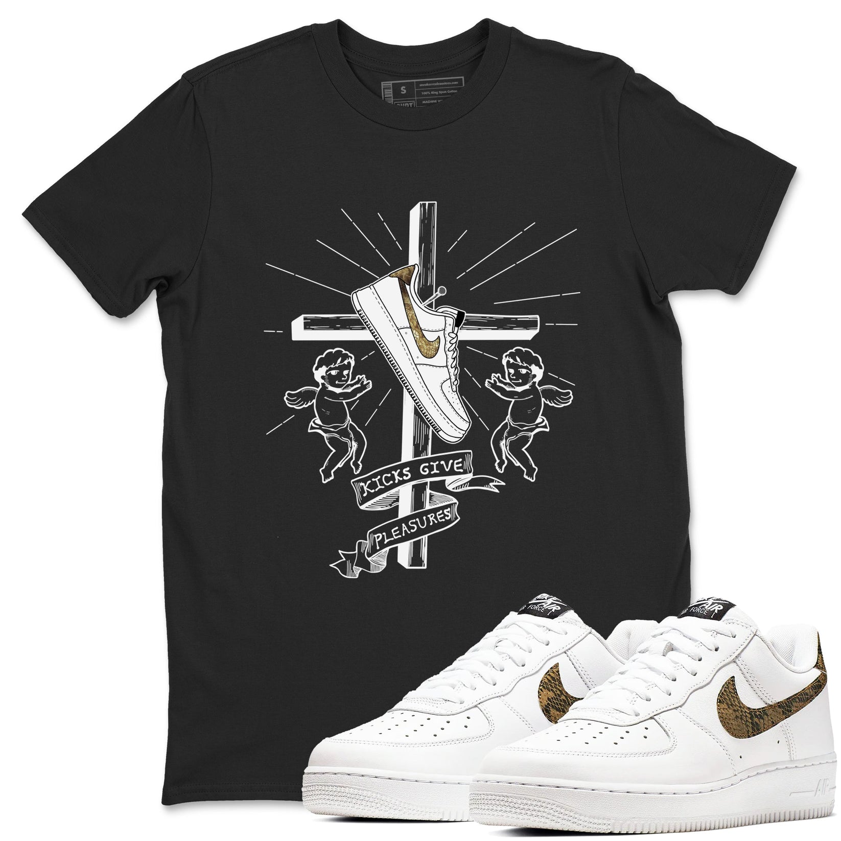 Kicks Give Pleasures SNRT Sneaker Tees - Air Force 1 Ivory Snake | SNRT ...