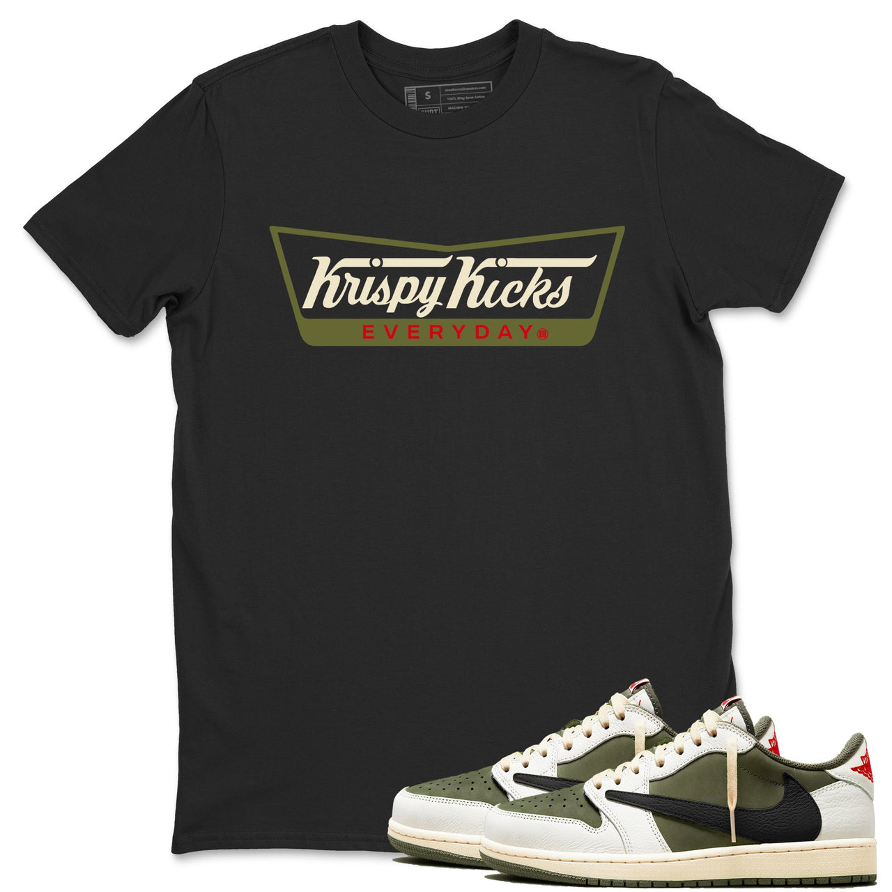 Air Jordan 1 Travis Scott Medium Olive | Krispy Kicks Crew Neck Shirt | SNRT Sneaker Tees - SNRT ...