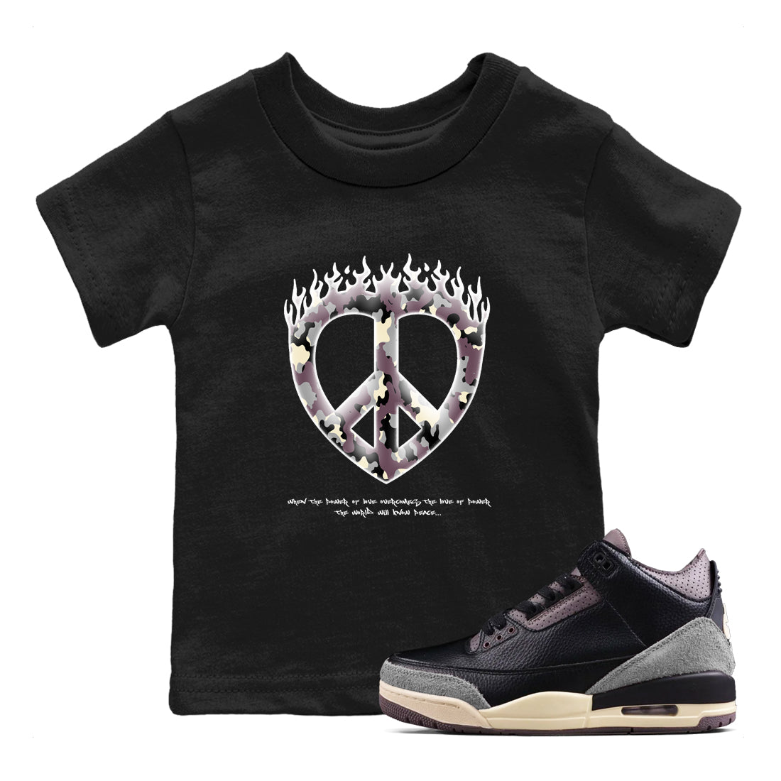 Air Jordan 3 A Ma Maniere x Black | Love Peace Baby Shirts | SNRT ...