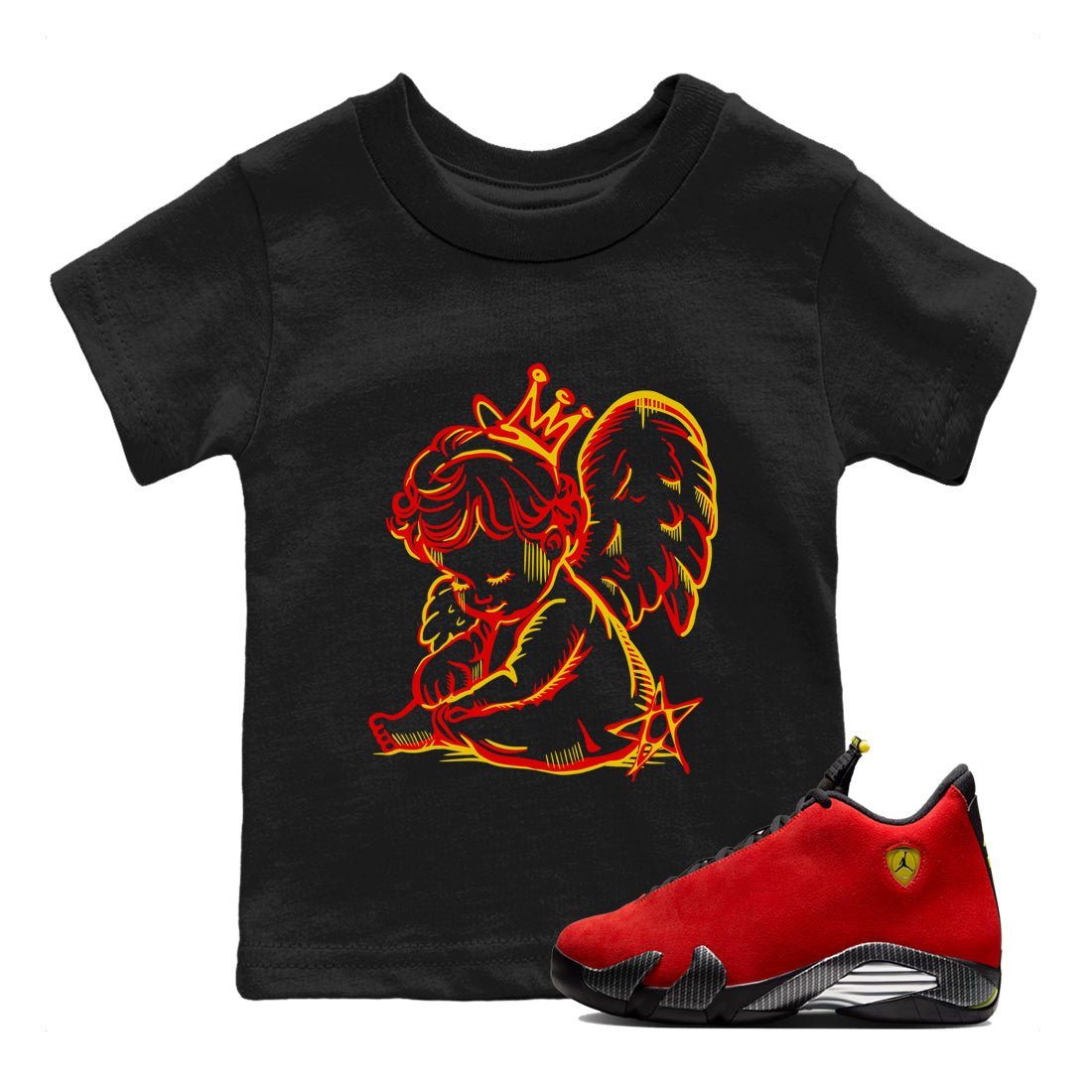 Air Jordan 14 Challenge Red | Neon Angel Kids Graphic Tee | SNRT ...