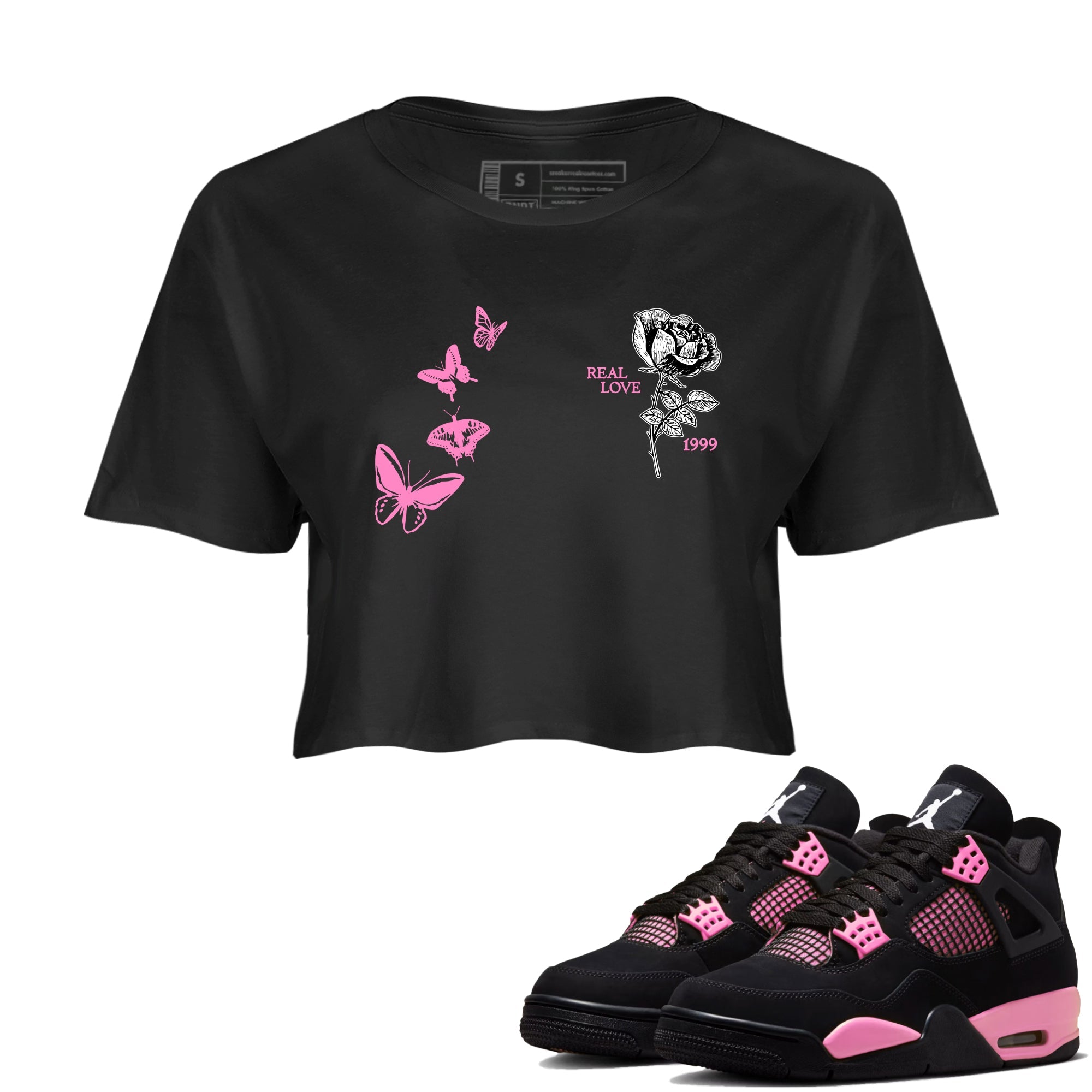 Air Jordan 4 Pink Thunder | Real Love Crop Tee for Sneakerheads | SNRT ...