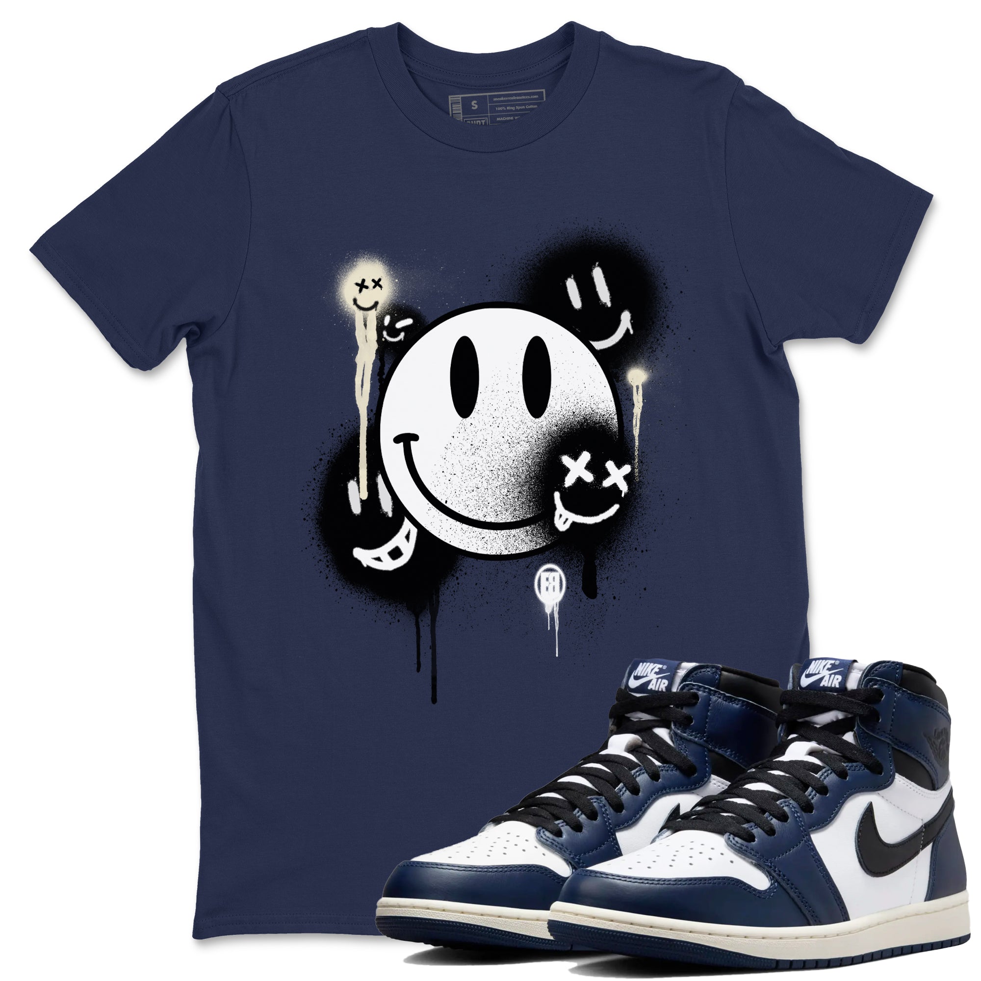 Air Jordan 1 Midnight Navy | Smile Painting Unisex Shirt | SNRT Sneaker ...