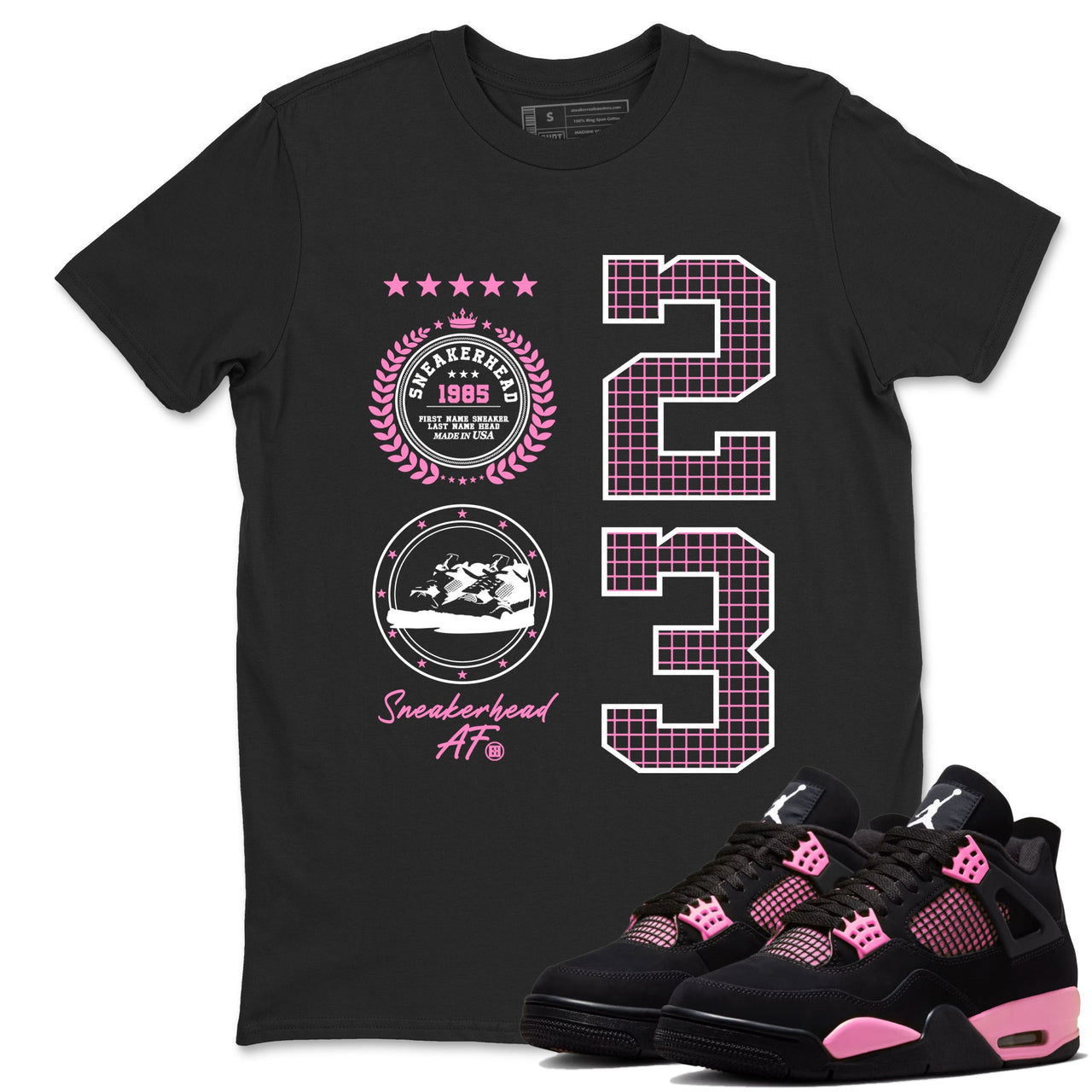 Air Jordan 4 Pink Thunder | Sneaker Emblem Graphic Tee for Sneakerheads ...