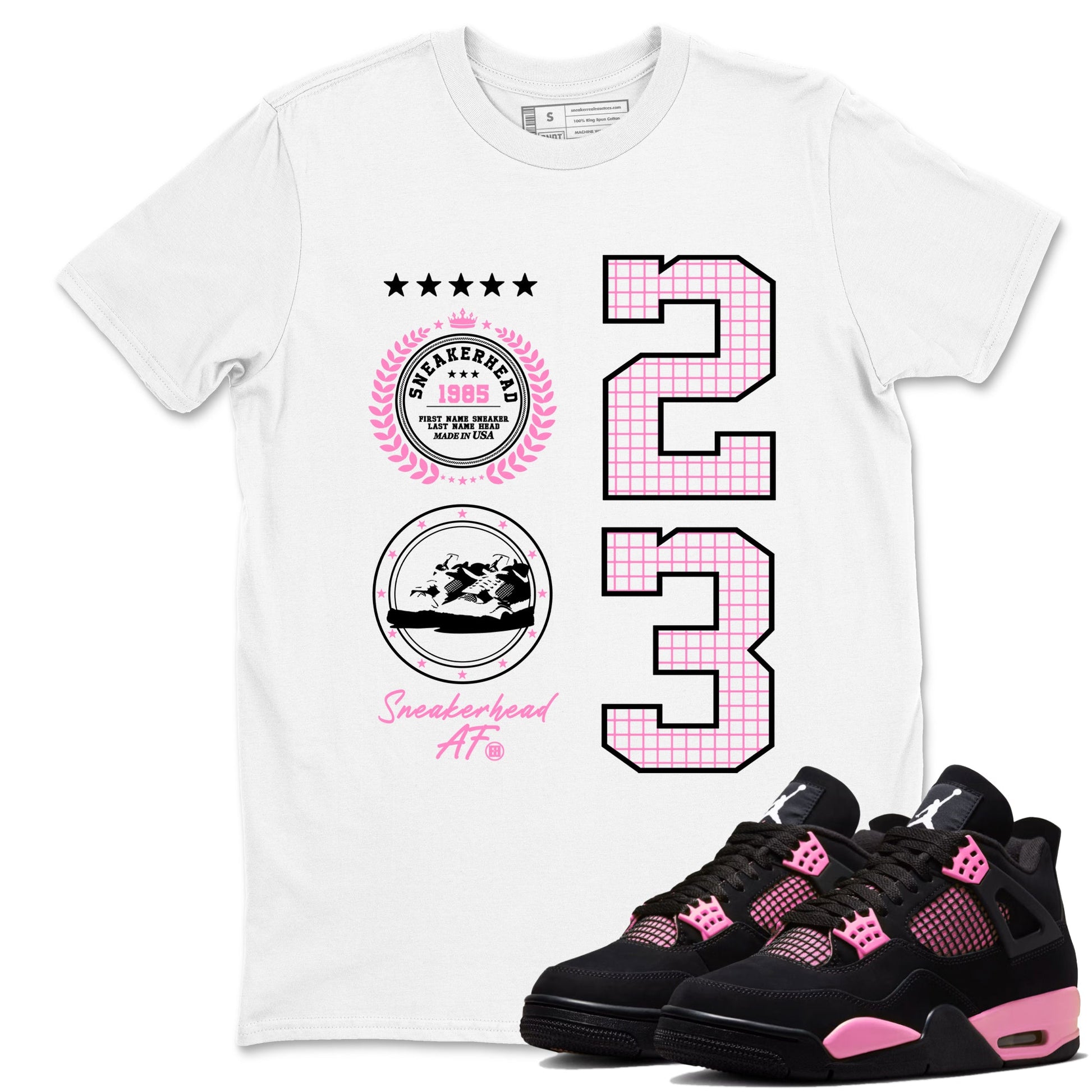 Air Jordan 4 Pink Thunder | Sneaker Emblem Graphic Tee for Sneakerheads ...
