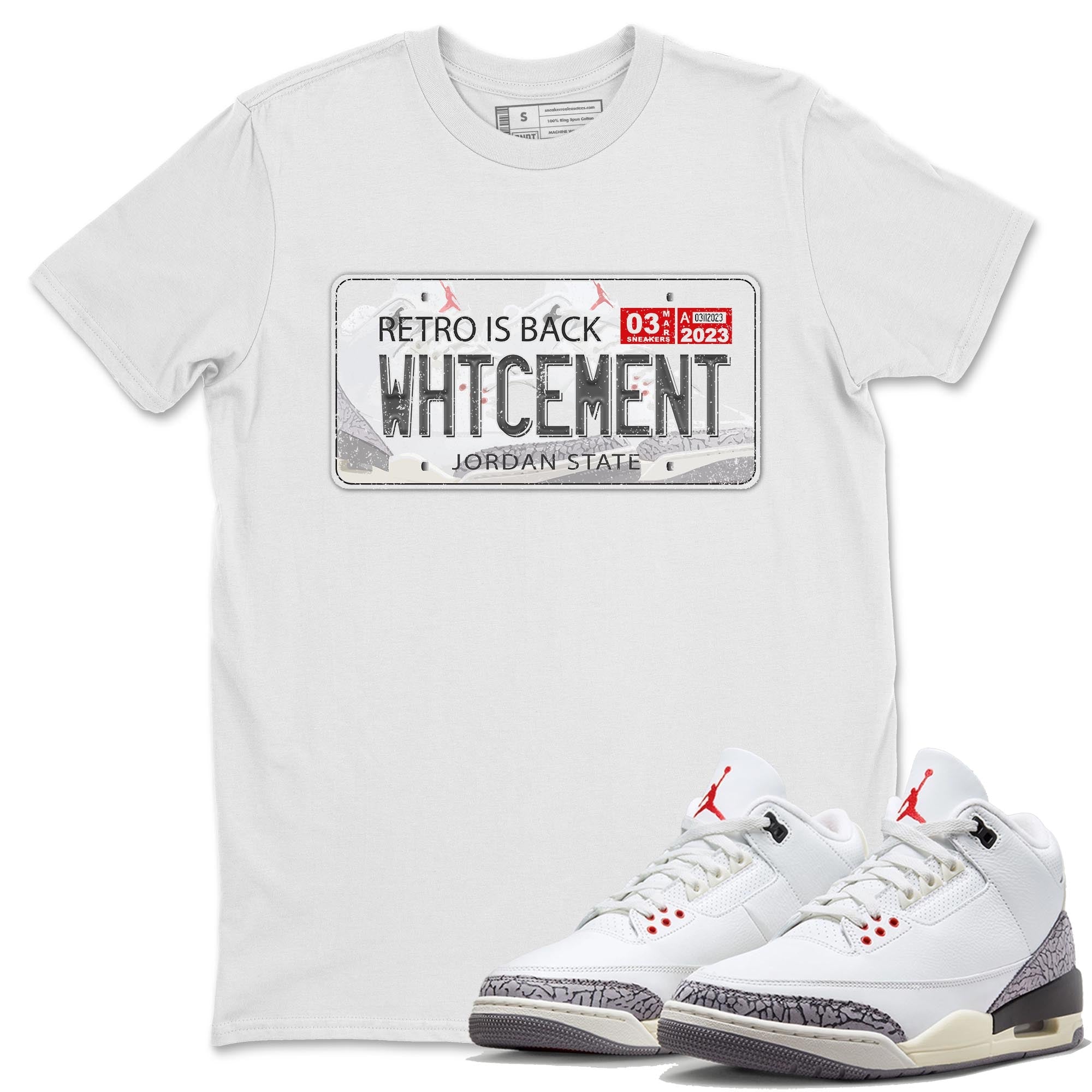 Air Jordan 3 White Cement | Jordan Plate Unisex Shirts | SNRT Sneaker ...
