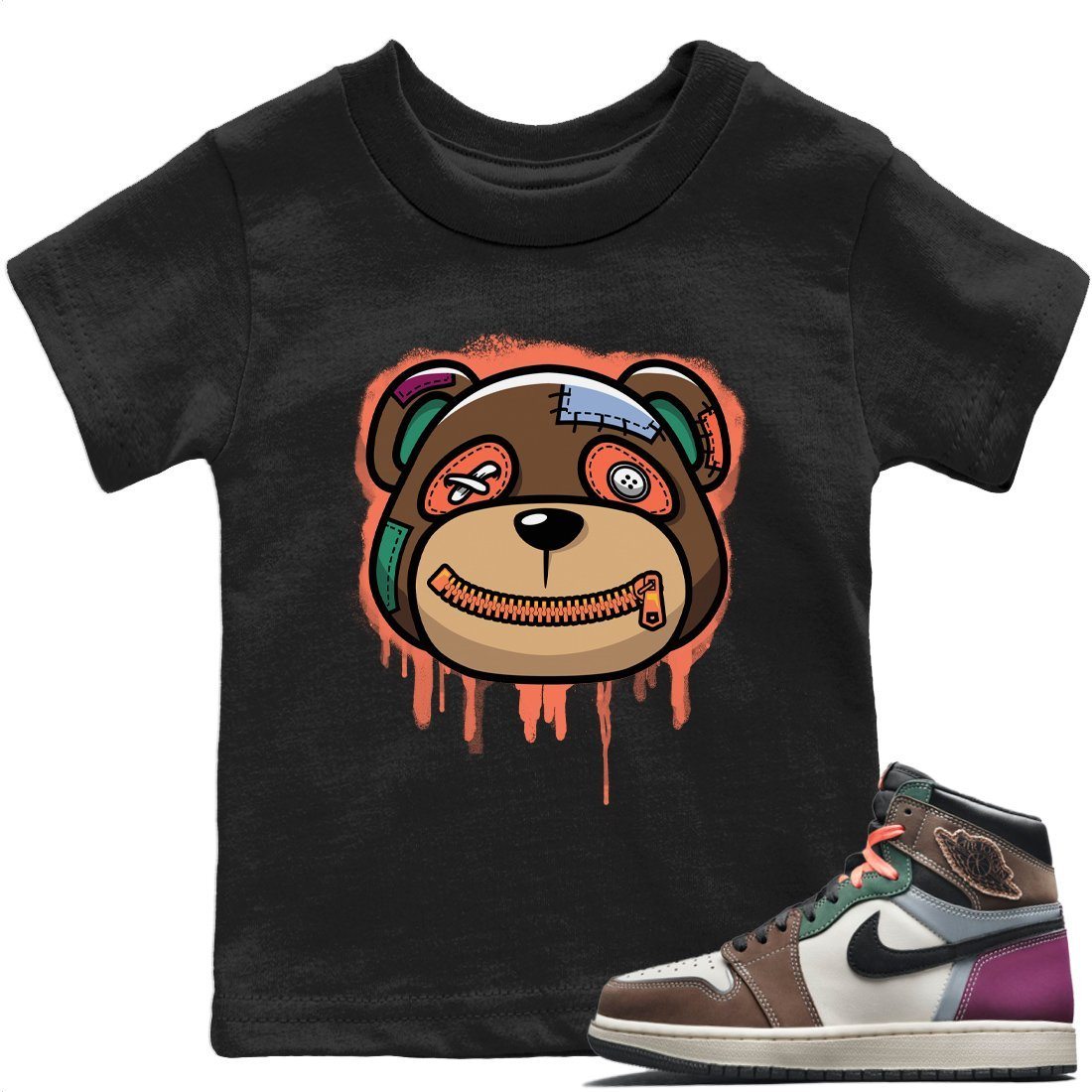Bear Face Kids Tops - Air Jordan 1 Hand Crafted | SNRT Sneaker T-shirts