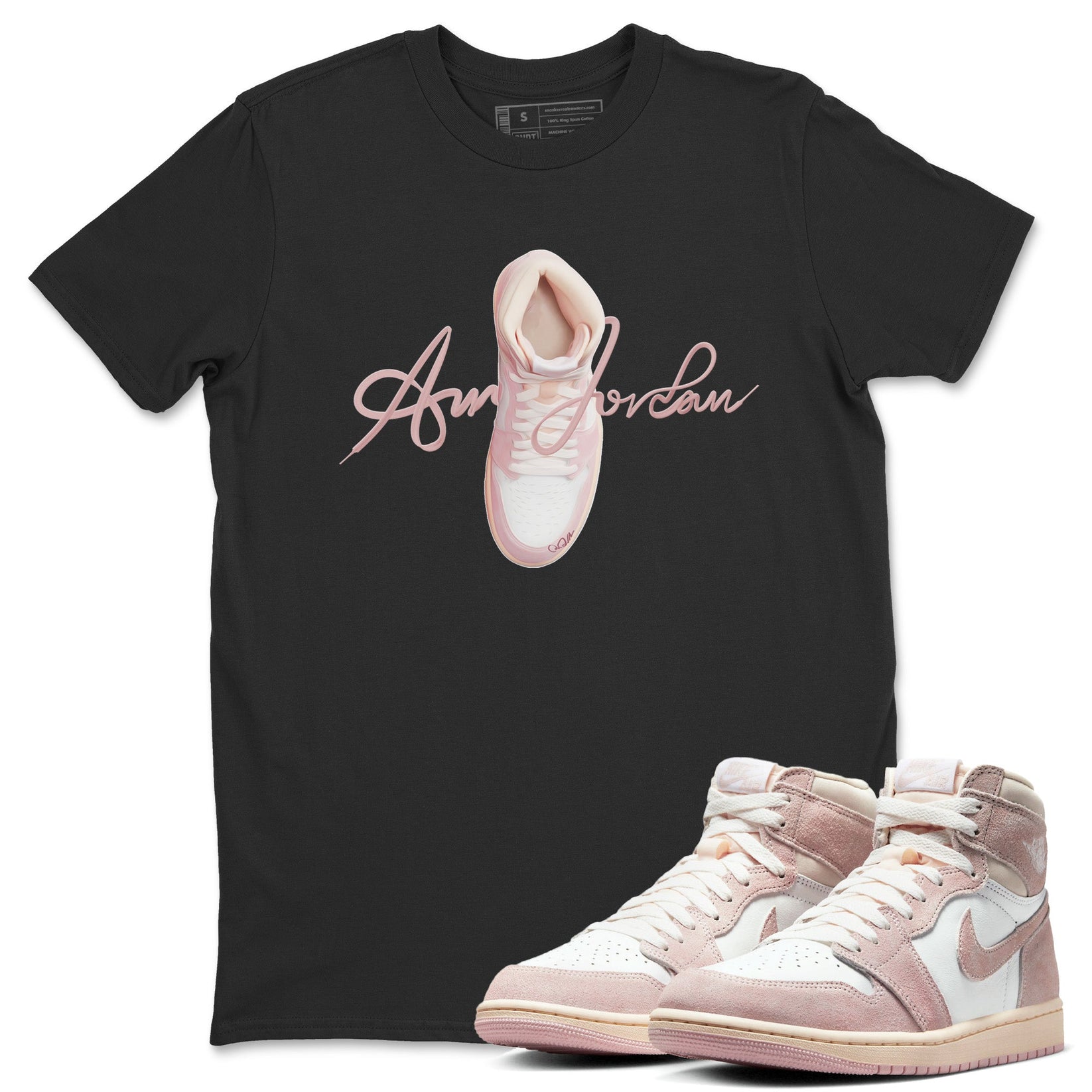 Caligraphy Shoe Lace Unisex Tops - Air Jordan 1 Washed Pink | SNRT Sneaker T-shirts