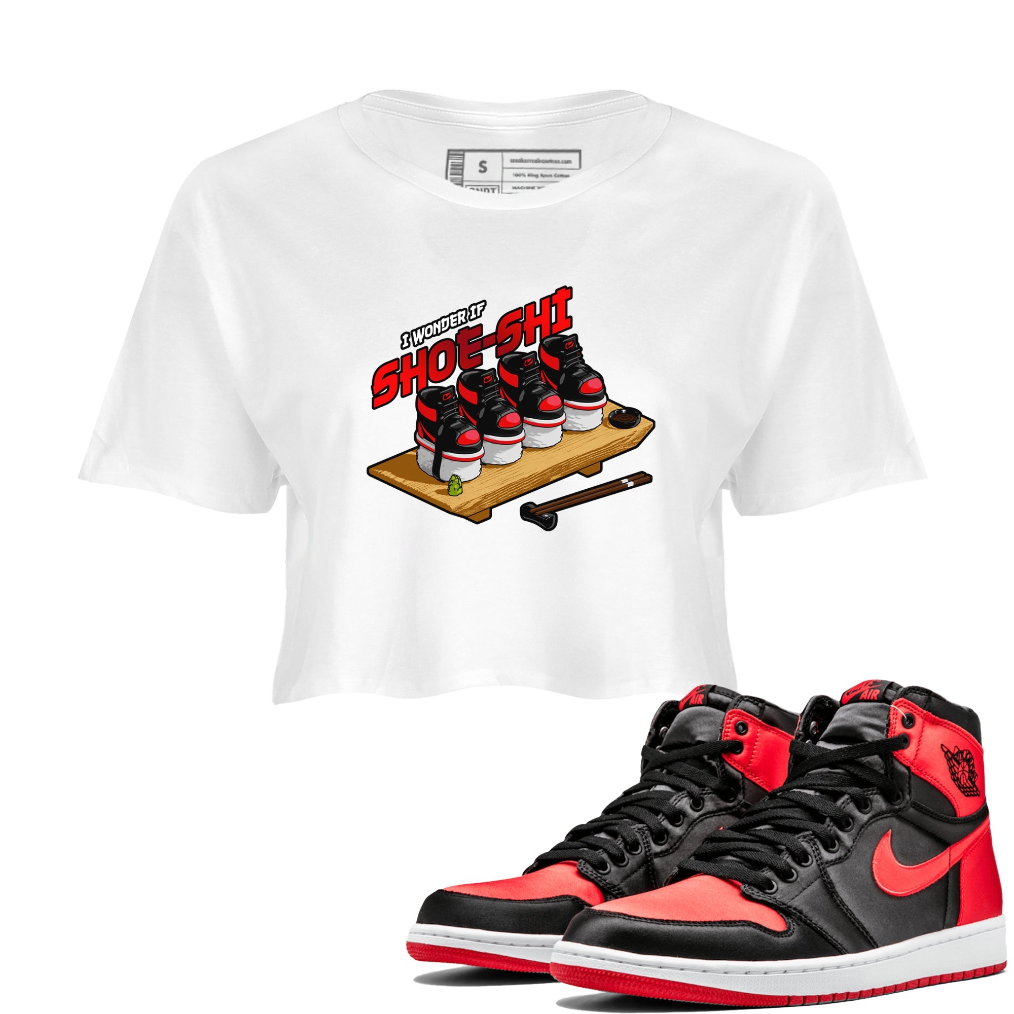 Air Jordan 1 Satin Bred | Shoe-Shi Crop T-Shirt | SNRT Sneaker Release ...