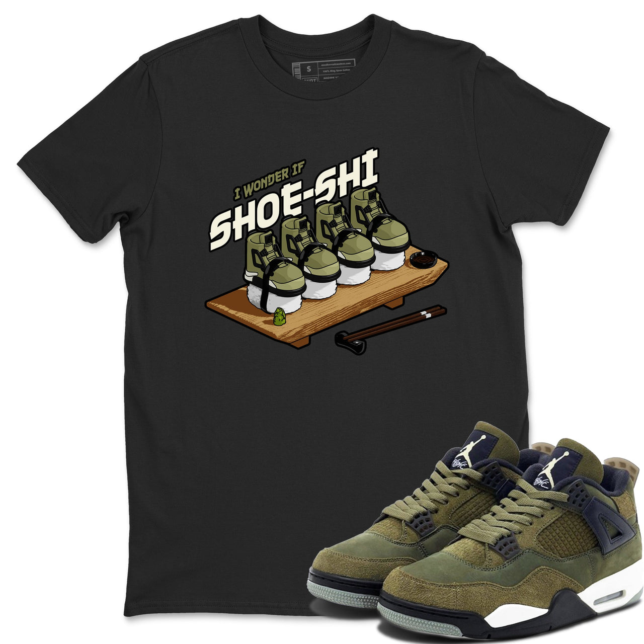 Shoe-Shi SNRT Sneaker Tee - Air Jordan 4 Medium Olive | SNRT Sneaker T ...