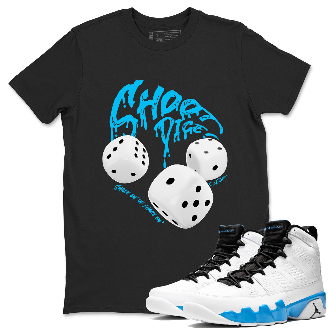Shoot Dice SNRT Sneaker Tees - Air Jordan 9 Powder Blue | SNRT Sneaker ...