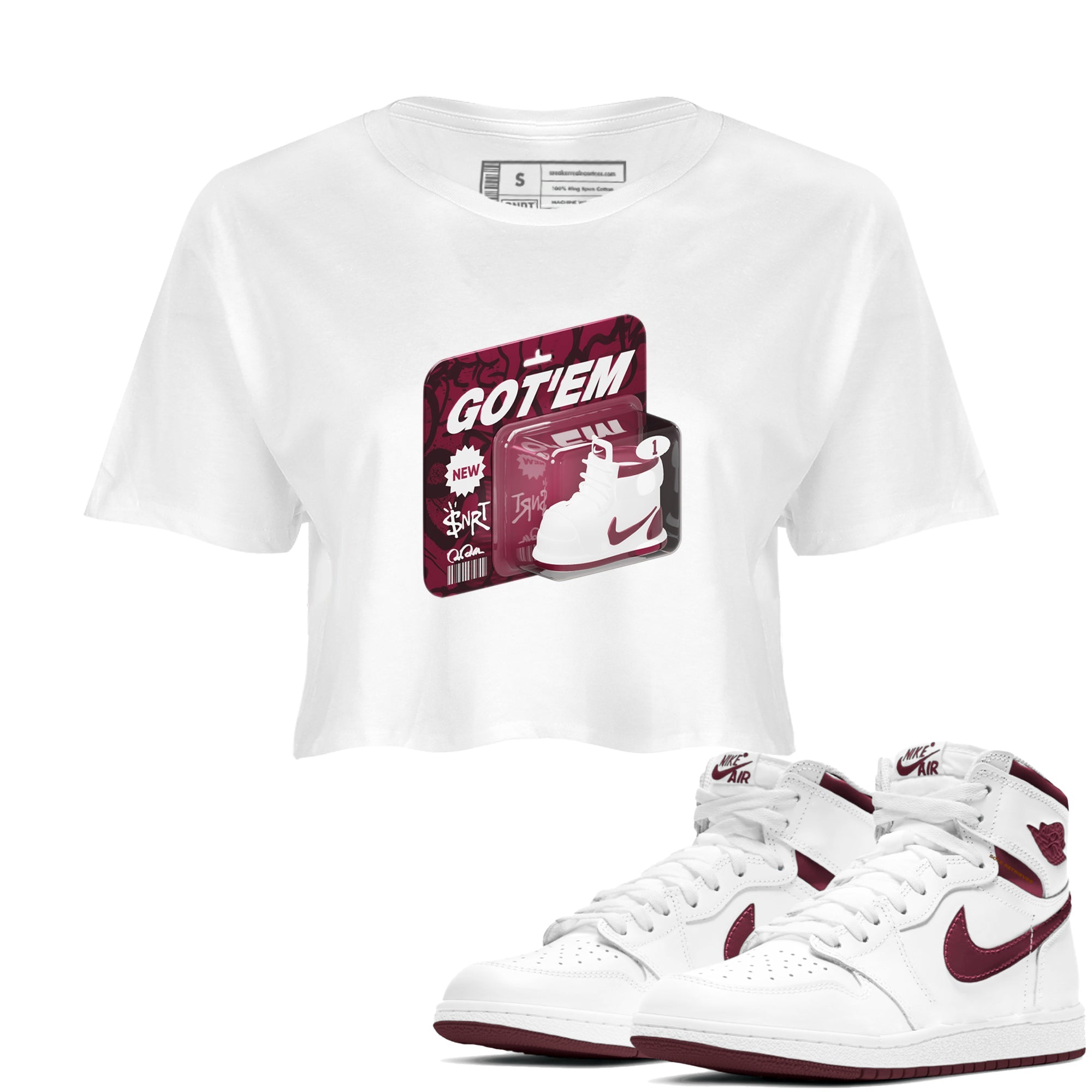 Air Jordan 1 Metallic Burgundy | Vintage Toy Packaging Crop T-Shirt ...